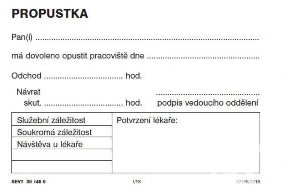 Propustka A7, blok 100 listů | OFFICEO.cz